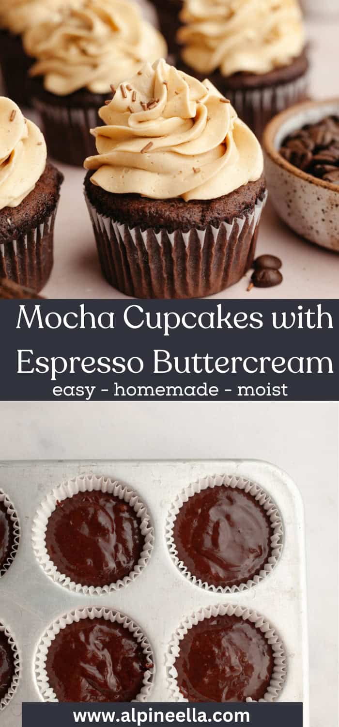Mocha Cupcakes with Espresso Buttercream (Moist & Easy) - Alpine Ella