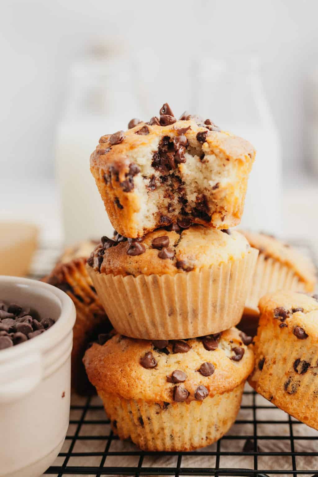 Bakery Style Chocolate Chip Muffins - Alpine Ella