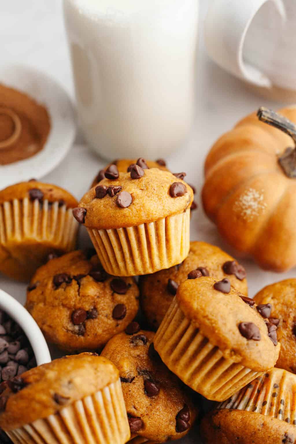 Mini Pumpkin Muffins with Chocolate Chips - Alpine Ella