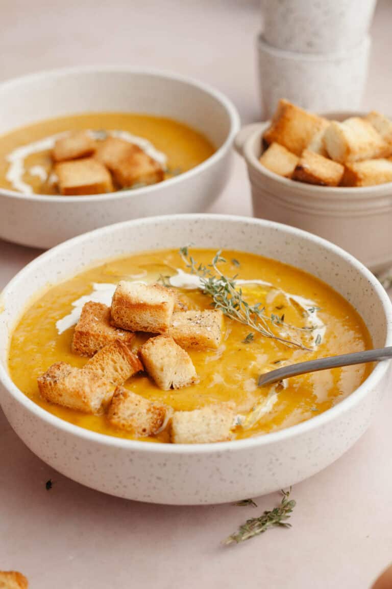 Roasted Carrot Butternut Squash Soup with Ginger - Alpine Ella