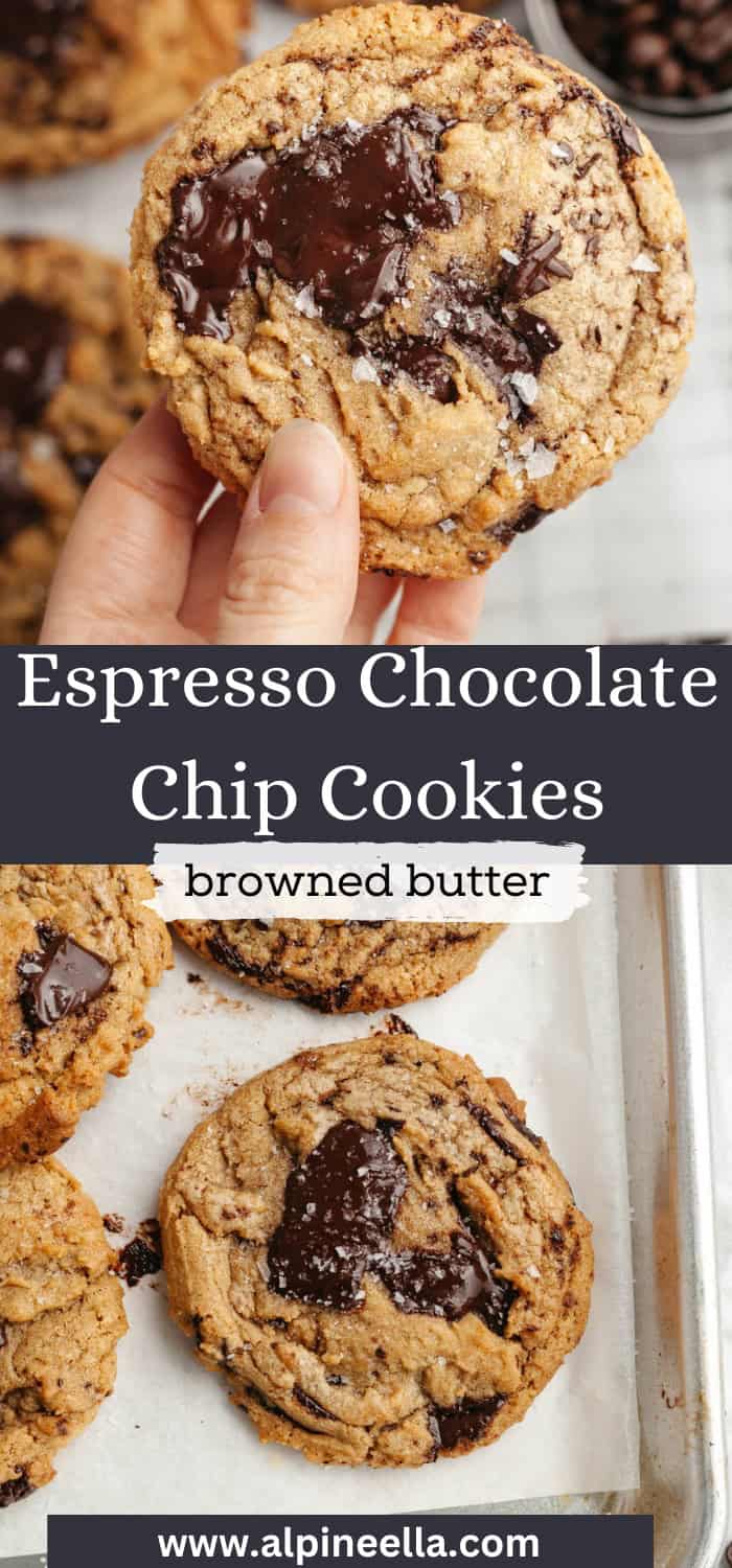 Brown Butter Dark Chocolate Chip Espresso Cookies - Alpine Ella