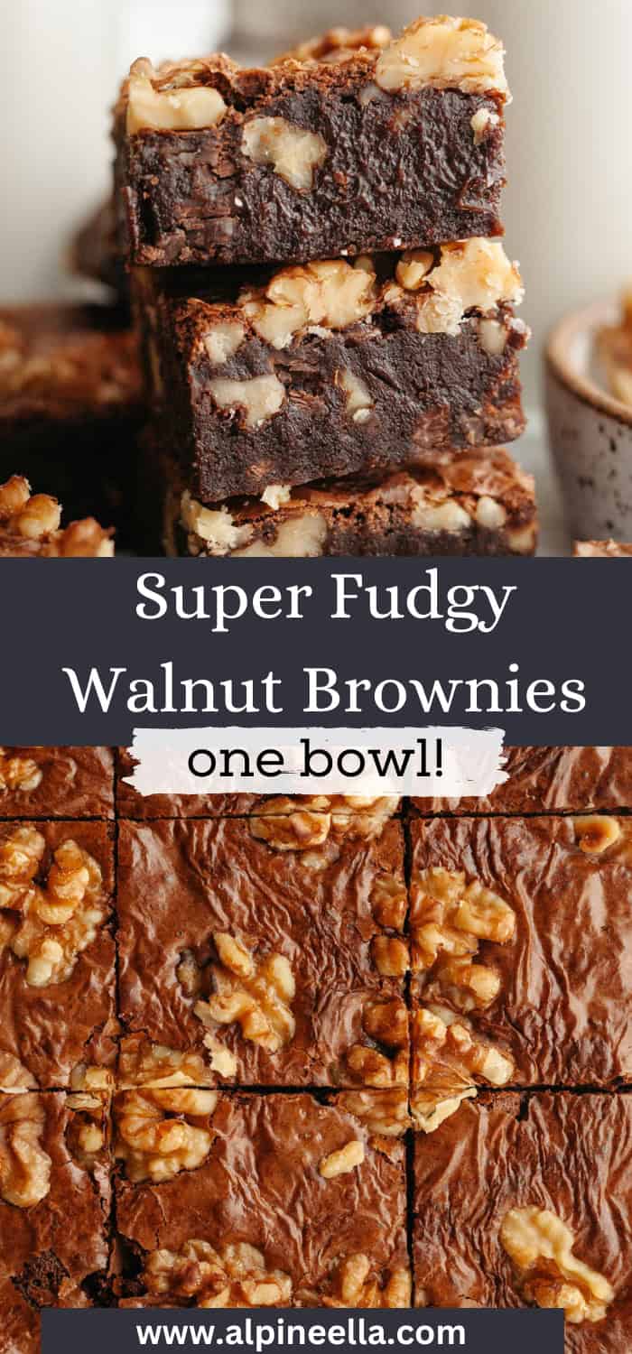 Fudgy Walnut Brownies (One Bowl Recipe) - Alpine Ella