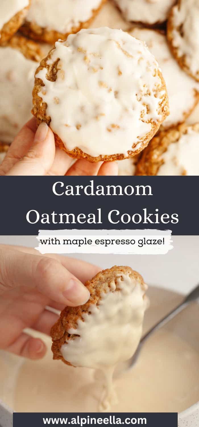 Cardamom Oatmeal Cookies with Maple Espresso Glaze - Alpine Ella