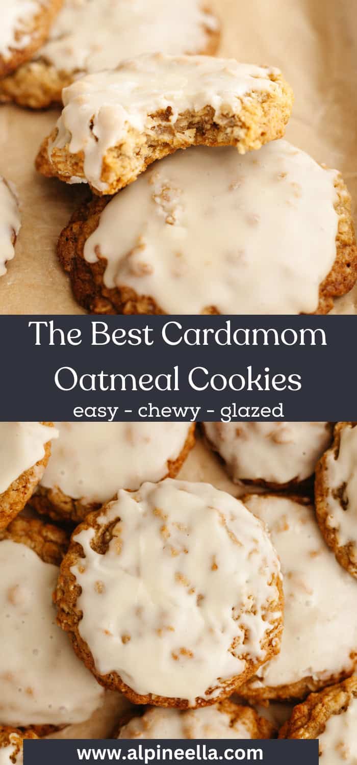 Cardamom Oatmeal Cookies with Maple Espresso Glaze - Alpine Ella