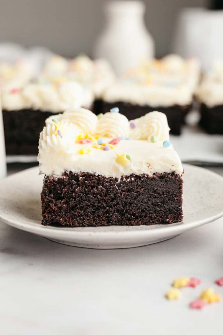 Moist Chocolate Sheet Cake with Vanilla Buttercream - Alpine Ella